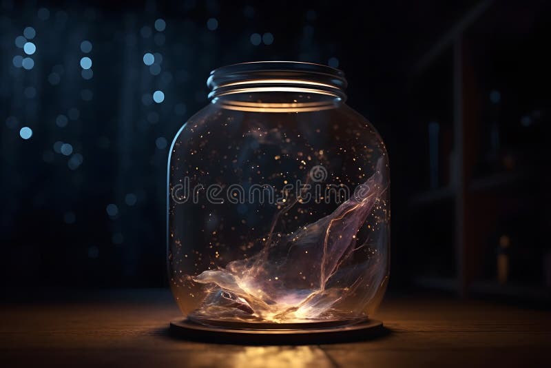 Space Inside a Glass Jar. Neural Network AI Generated Stock ...