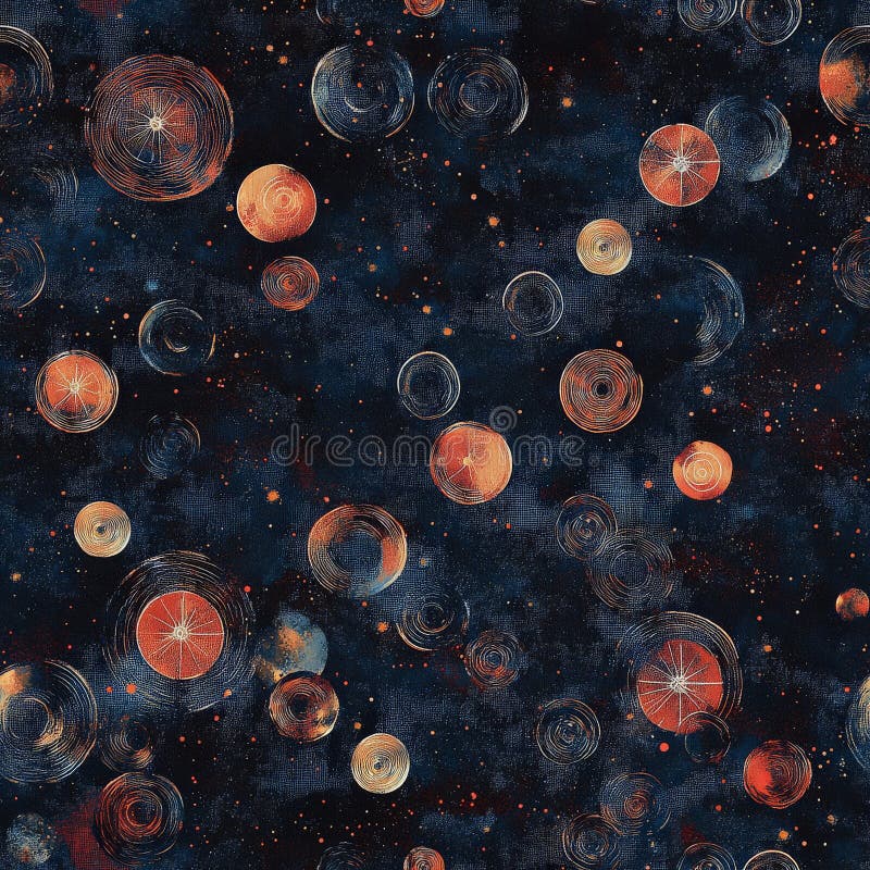 Space Inspired Galaxy Pattern Where Planets Circular Celestial Bodies Float Deep Cosmic Stock ...