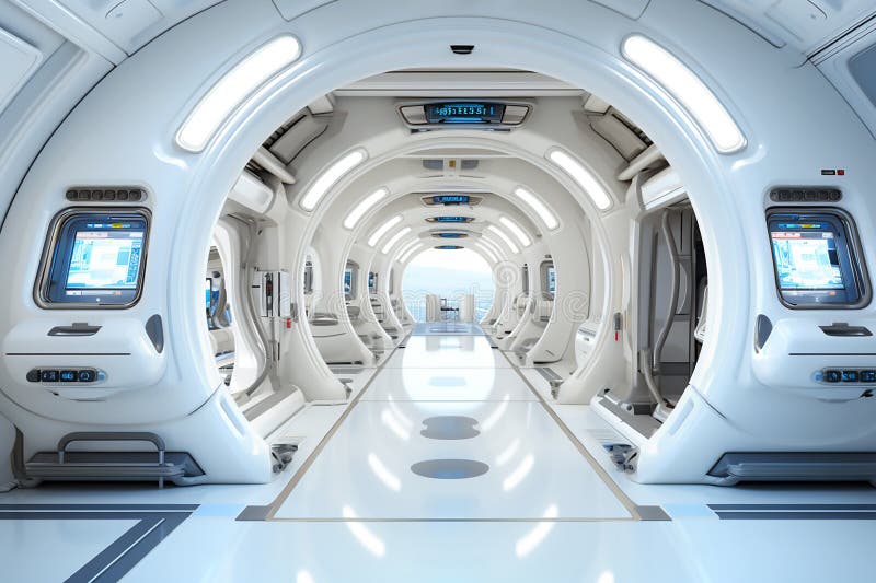 Space Interior in High-tech Style in White. Generative AI Stock ...