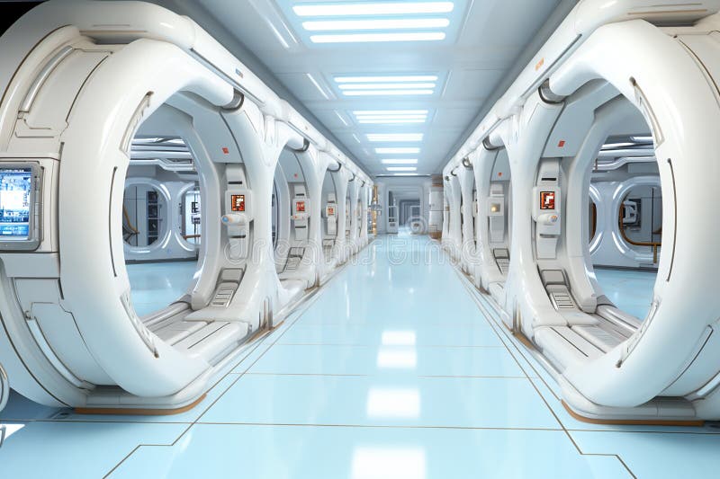 Space Interior in High-tech Style in White. Generative AI Stock ...