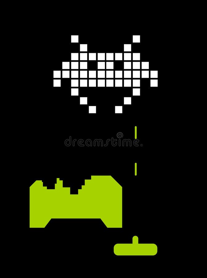 Space Invaders, 8bit Aliens Buttons Set Editorial Stock Image ...