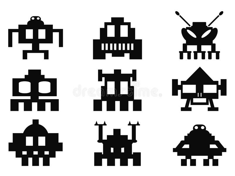 Space Invaders, 8bit Aliens Round Icons Set Editorial Stock Photo ... Space Invaders, 8bit Aliens Round Icons Set Editorial Stock Photo ...