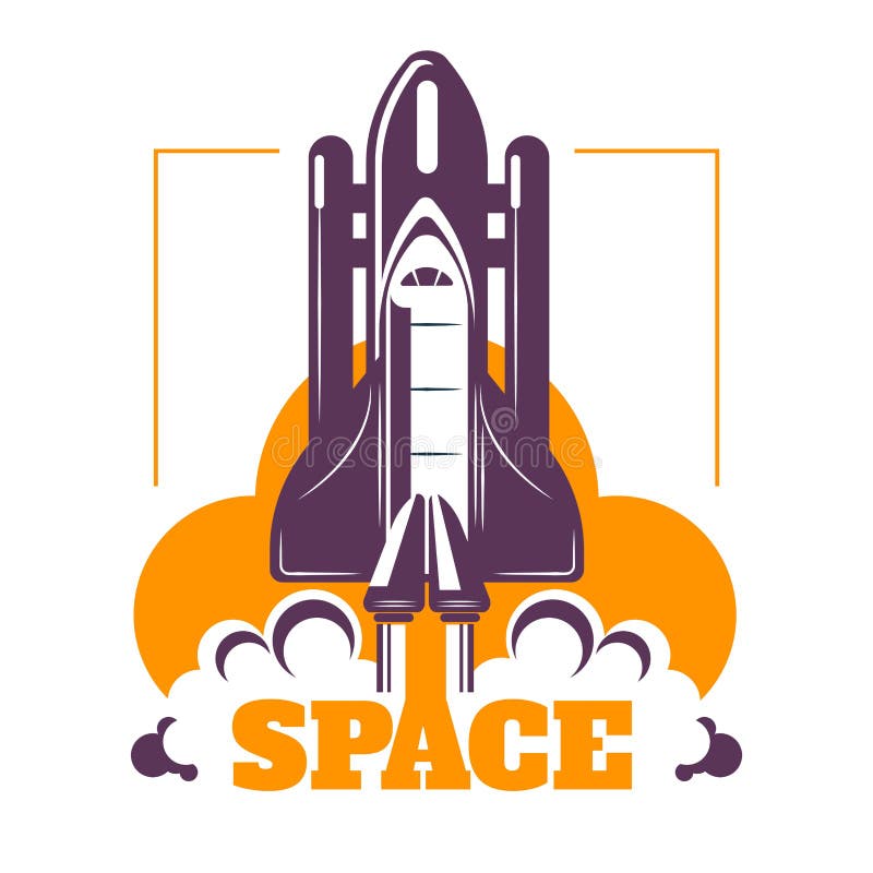Space Isolated Icon Spacecraft Start Cosmic Rocket Stock Vector ...