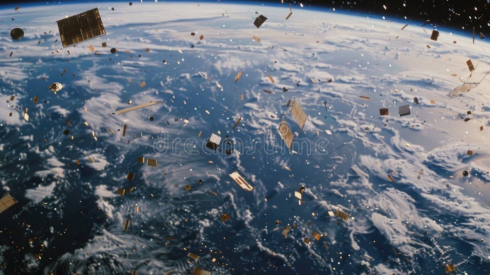Space Junk in Earth Orbit, Lots of Trash Over Planet Earth a Concept of ...