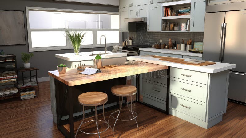 Space kitchen office stock illustration. Illustration of chair - 361487430