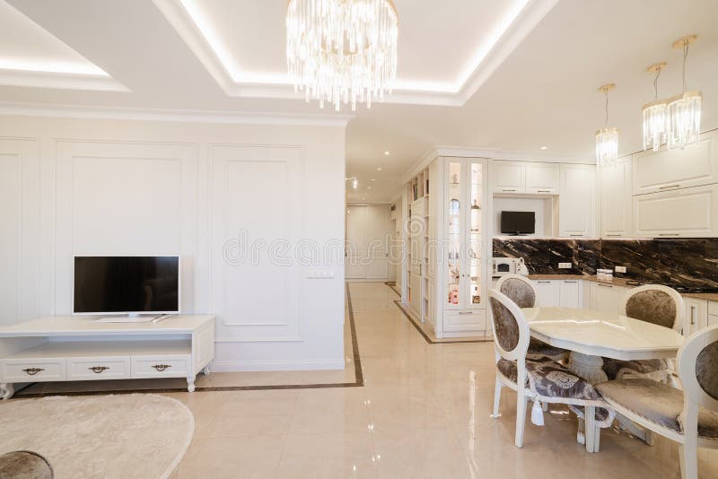 The Space of the Kitchen and Rooms in White Editorial Photography ...