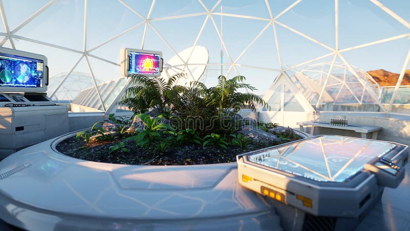 Space Laboratory, Sci-fi Interior. Life on Mars, Alien Planet. Plants ...