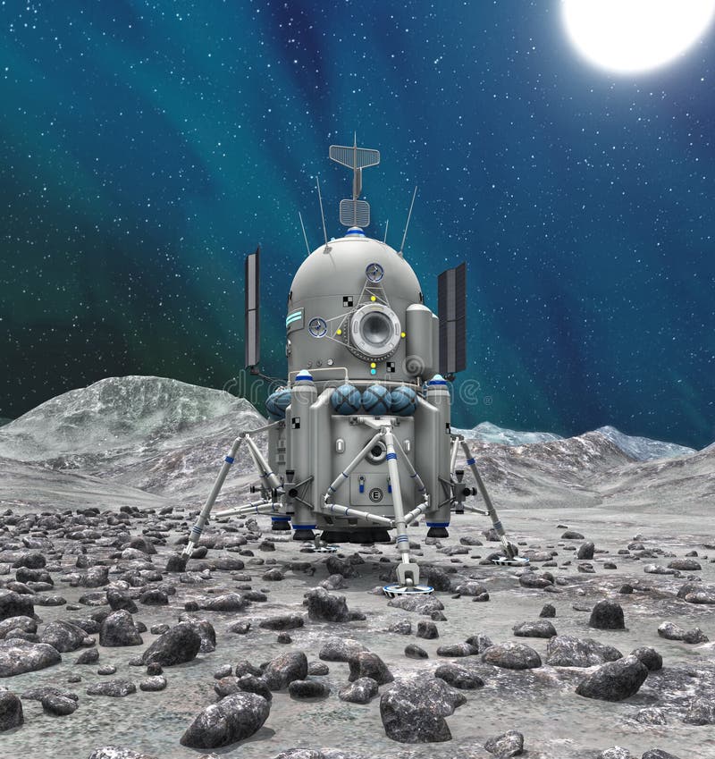 Space Lander on Planet or Comet Stock Illustration - Illustration of ...