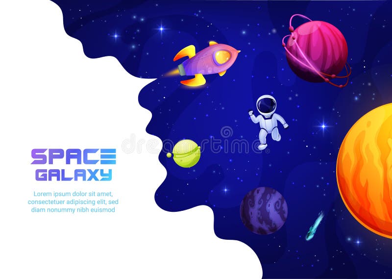 Space Landing Page with Astronaut and Spaceship Stock Vector ...