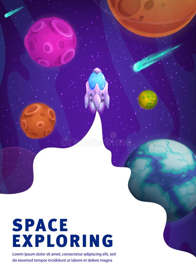 Space Landing Page Galaxy Exploring Vector Poster Stock Vector ...