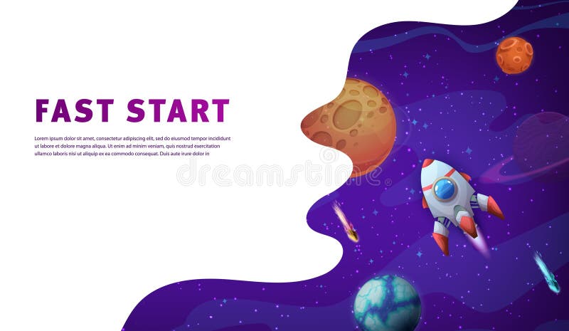 Space Landing Page, Rocket Spaceship, Outer Space Stock Vector ...