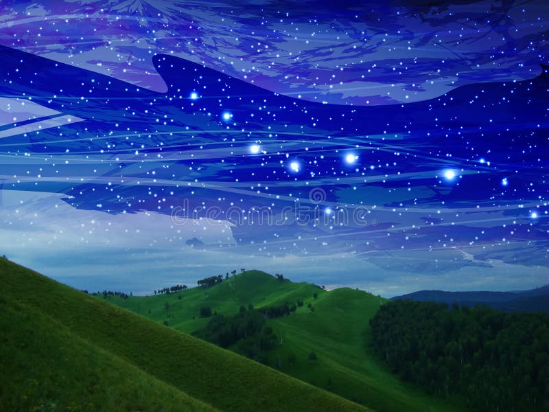 Space landscape. blue sky stock photo. Image of graphic - 122224784