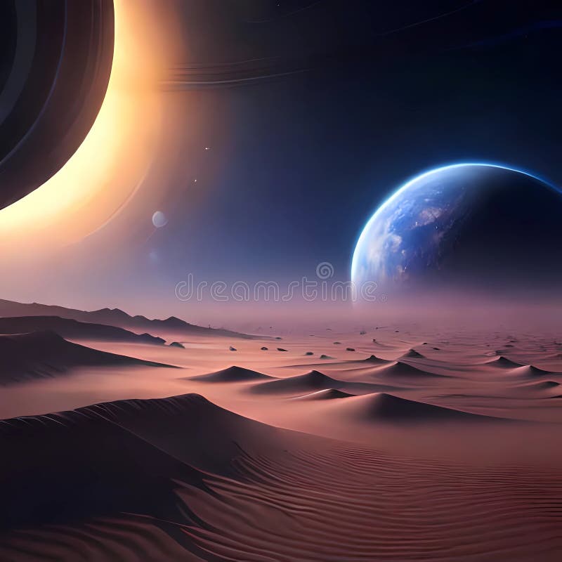 Space Landscape Illustration. Space, Planets, Landscape, Sand. Space ...