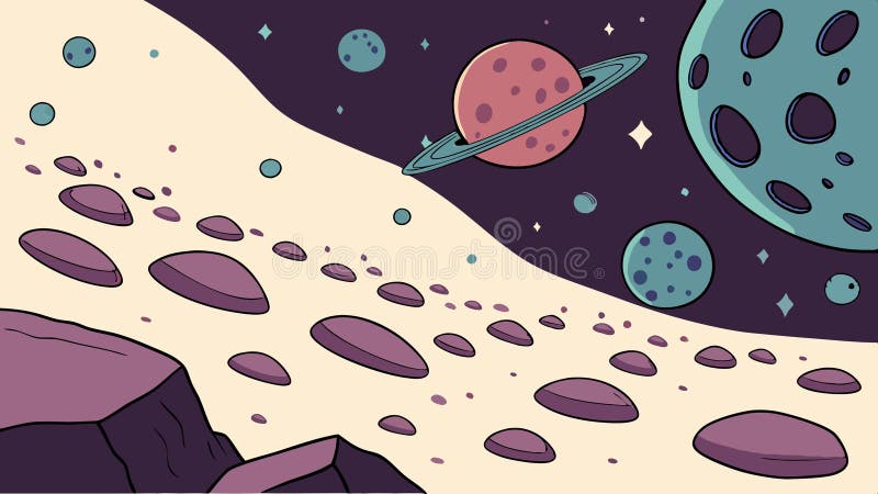 Space Landscape with Planets, Cosmic Scenery and Astronomy Illustration ...