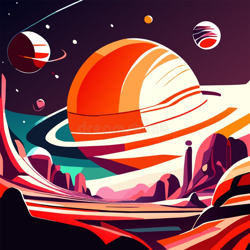 Space Landscape with Planets, Stars, Comets and Asteroids. Vector ...
