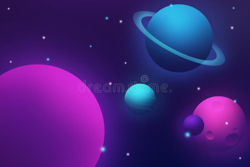 Space Landscape with Planets and Stars. Digital Illustration Stock ...