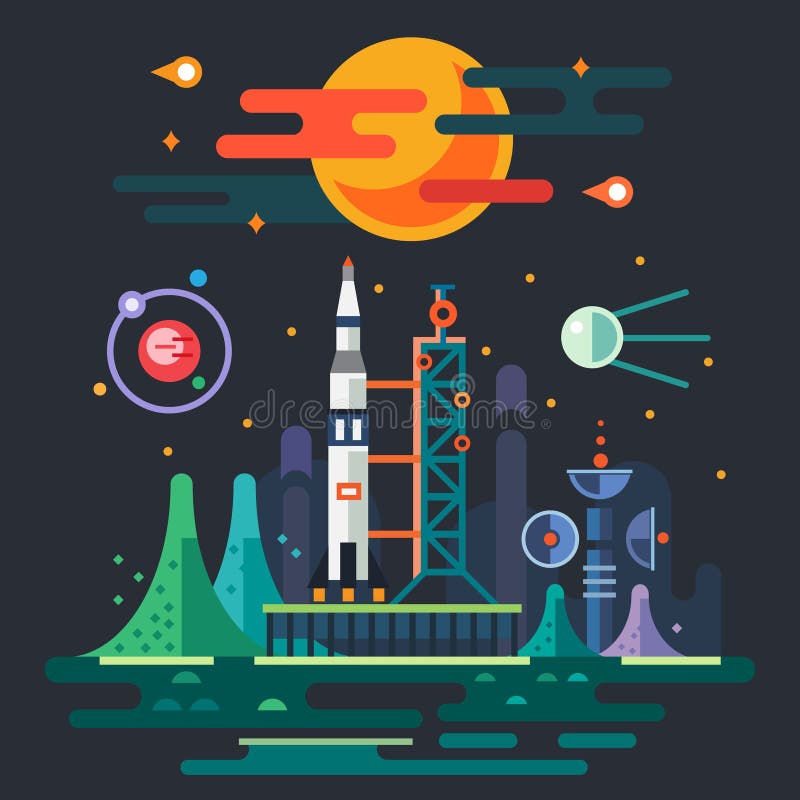 Space Cartoon Vector Illustrations Set Stock Vector - Illustration of ...