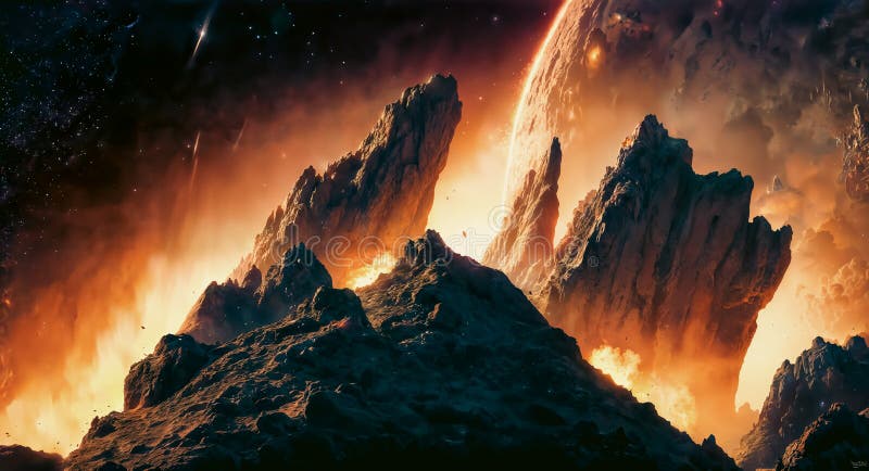 Space Landscape - a View of an Epic Space Disaster, a Collision of ...