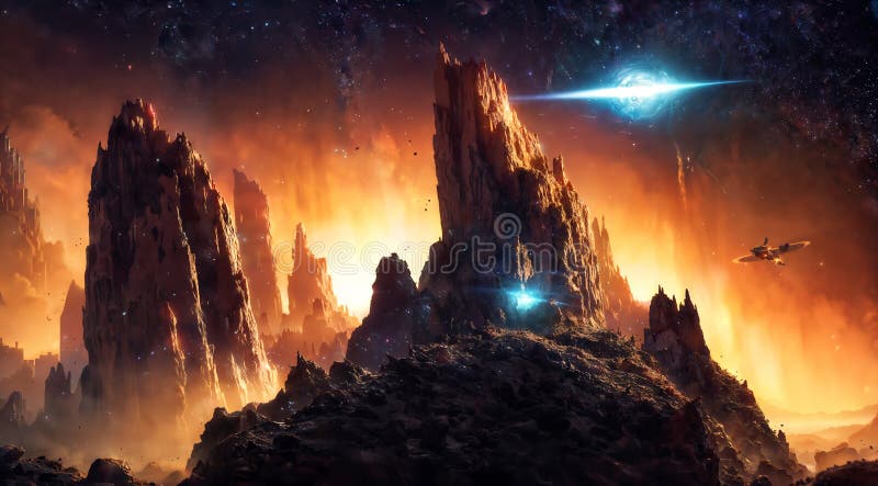 Space Landscape - View of the Surface of a Planet or Asteroid. Space ...