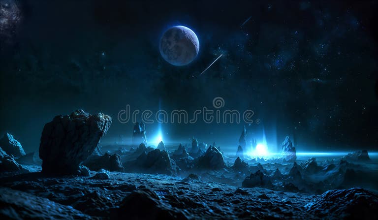 Space Landscape - View of the Surface of a Planet or Asteroid. Space ...