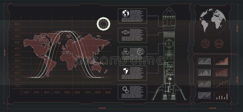 Space Launch Interface Rockets, Graphic Display Control the Pallet ...