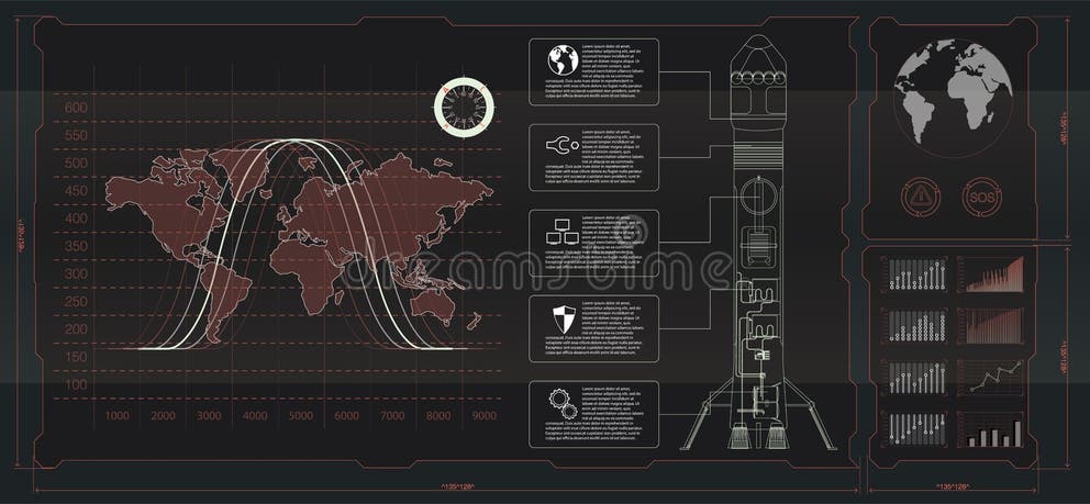 Space Launch Interface Rockets, Graphic Display Control the Pallet ...
