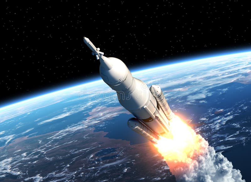 Space Shuttle Solid Rocket Boosters Separation Stock Illustration ...