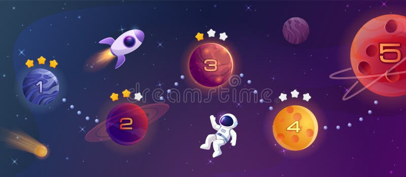 Space Level Map with Astronaut Stock Vector - Illustration of ...