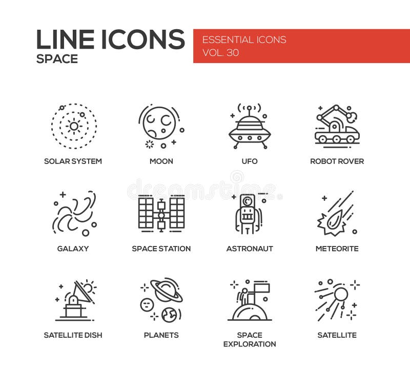 The Space - Line Design Icons Set Stock Vector - Illustration of people ...