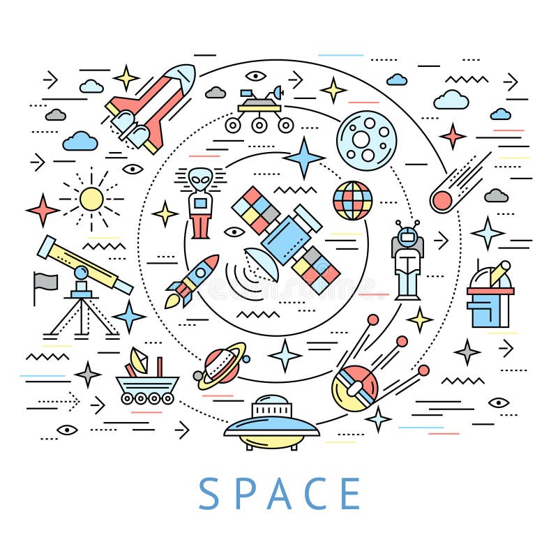 Space Line Banner Set stock vector. Illustration of galaxy - 78756305