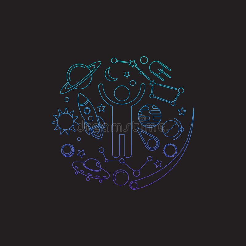 Space Logo. Cosmos Elements Stock Vector - Illustration of saturn ...