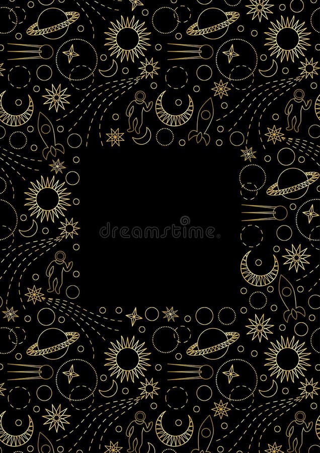 Space Luxury Postcard stock vector. Illustration of doodle - 113252146