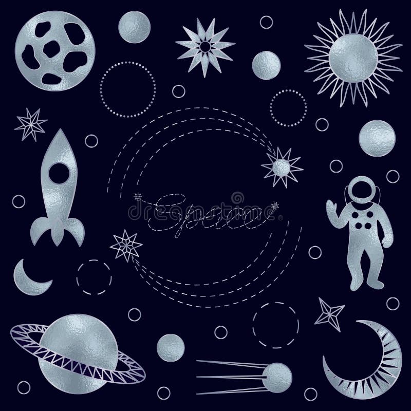 Space Luxury Silver Postcard Stock Vector - Illustration of flight ...