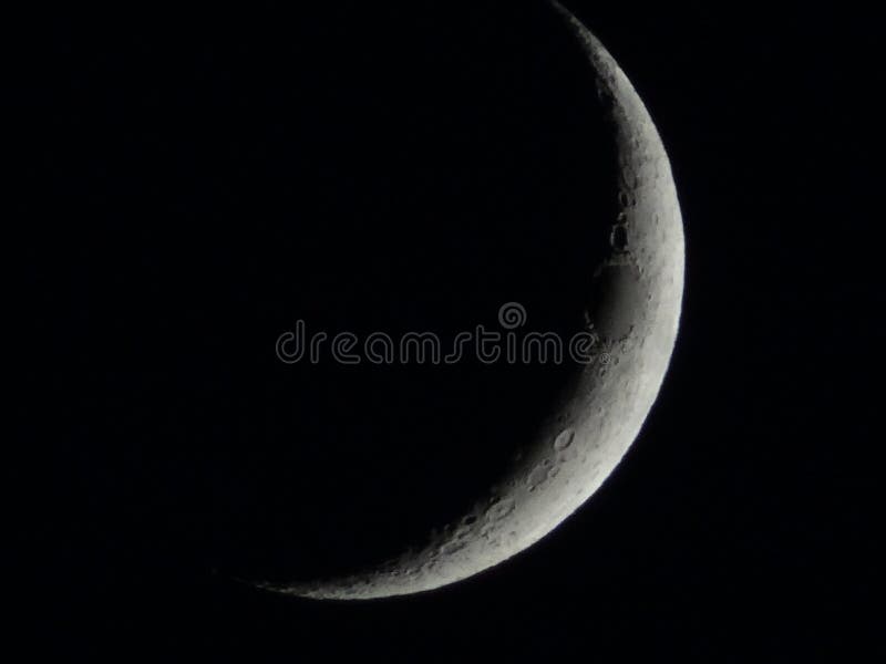 Moon, Crescent on Dark Sky. Stock Photo - Image of dark, surfacen ...