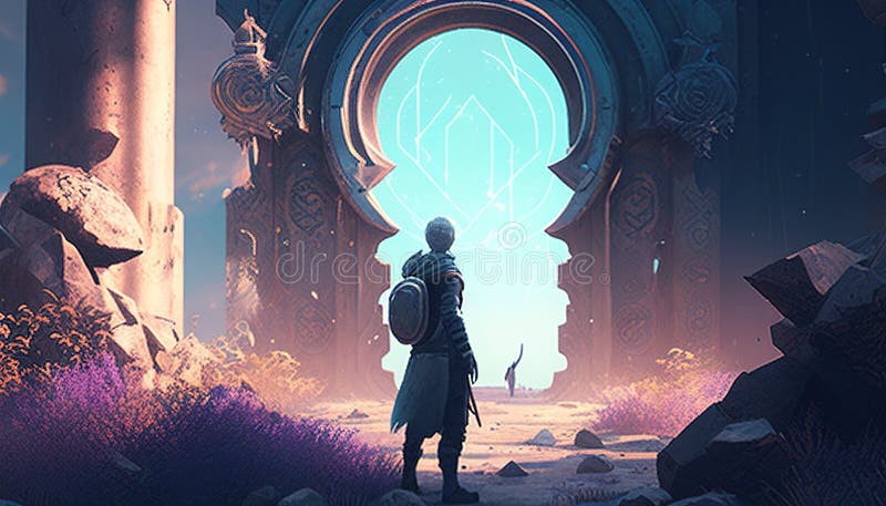 Space Magical Ruins, Digital Art Illustration, Generative AI Stock ...