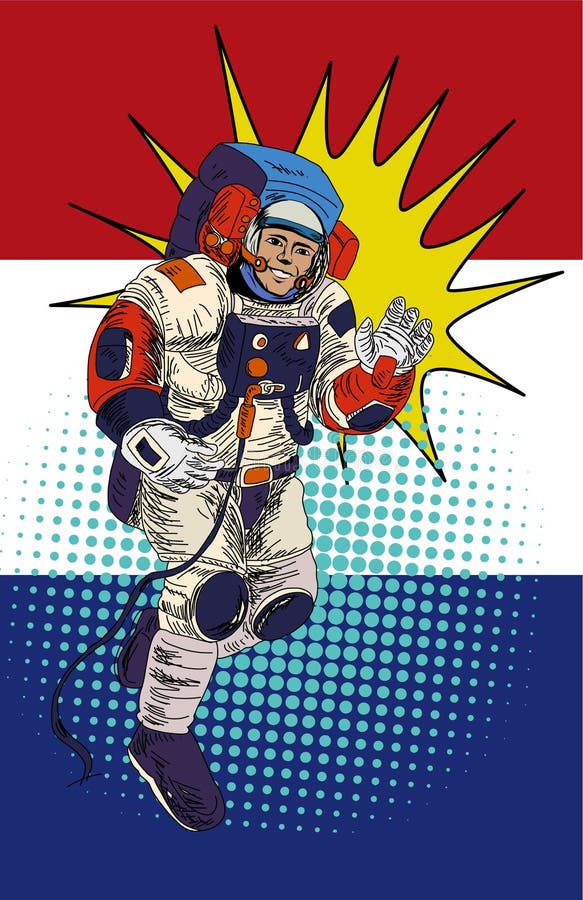 Space Man Comic Art.Astronauts Fly in the Space and Atmosphere ...