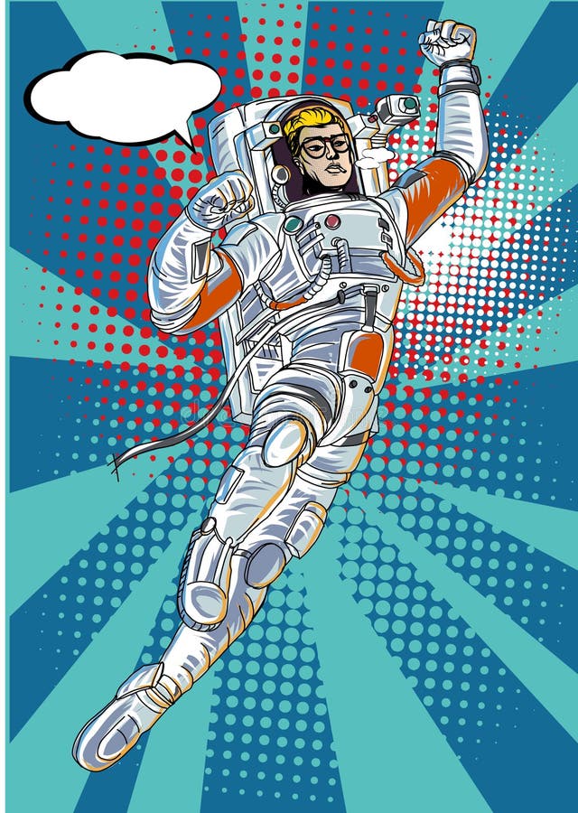 Space Man Comic Art.Astronauts Fly in the Space and Atmosphere ...