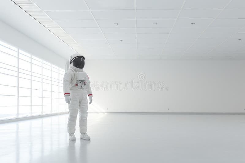 Space Man in Empty White Room. Generative AI Stock Illustration ...