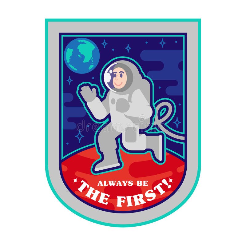 Space Man on Mars Patch Sticker Print Stock Vector - Illustration of ...