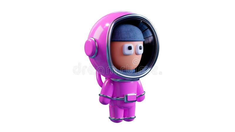 Space Man in a Pink Space Suit. 3d Render Stock Illustration ...