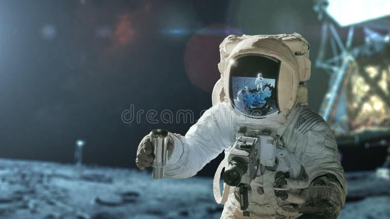Spaceman with a Camera in a Space Suit on the Planet Mars. Stock Image ...