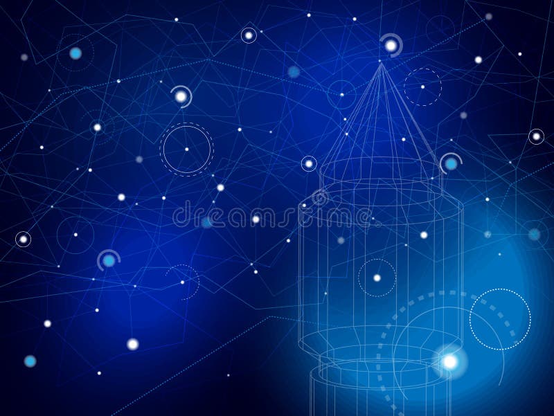 Space Map with Rocket, Blue Background Stock Vector - Illustration of ...