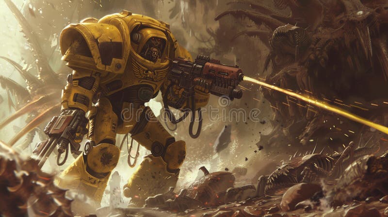 Space Marine Fighting Alien Invaders Stock Illustration - Illustration ...
