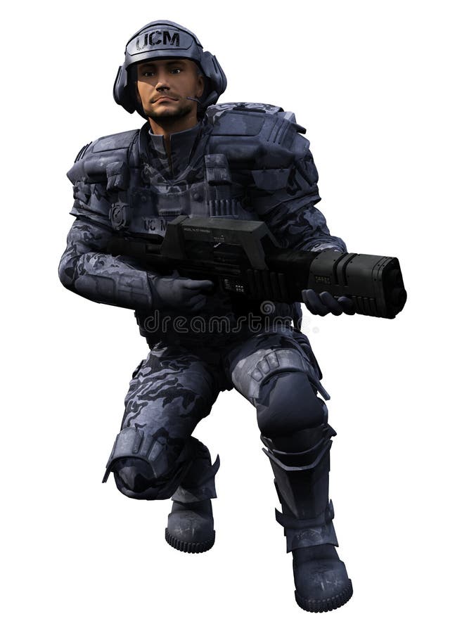 Space Trooper Major Shoots stock illustration. Illustration of infantry ...