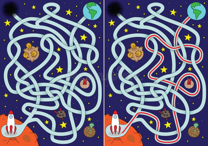 Space maze stock vector. Illustration of easy, rocket - 18584410