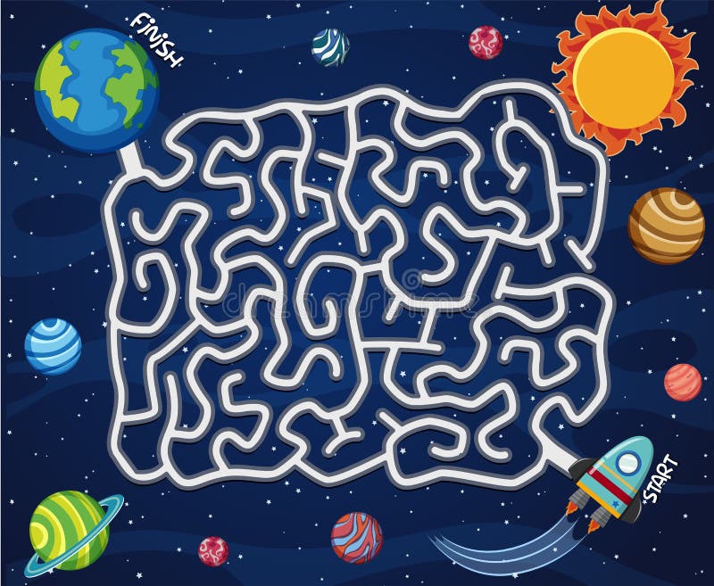 Space maze stock vector. Illustration of easy, rocket - 18584410