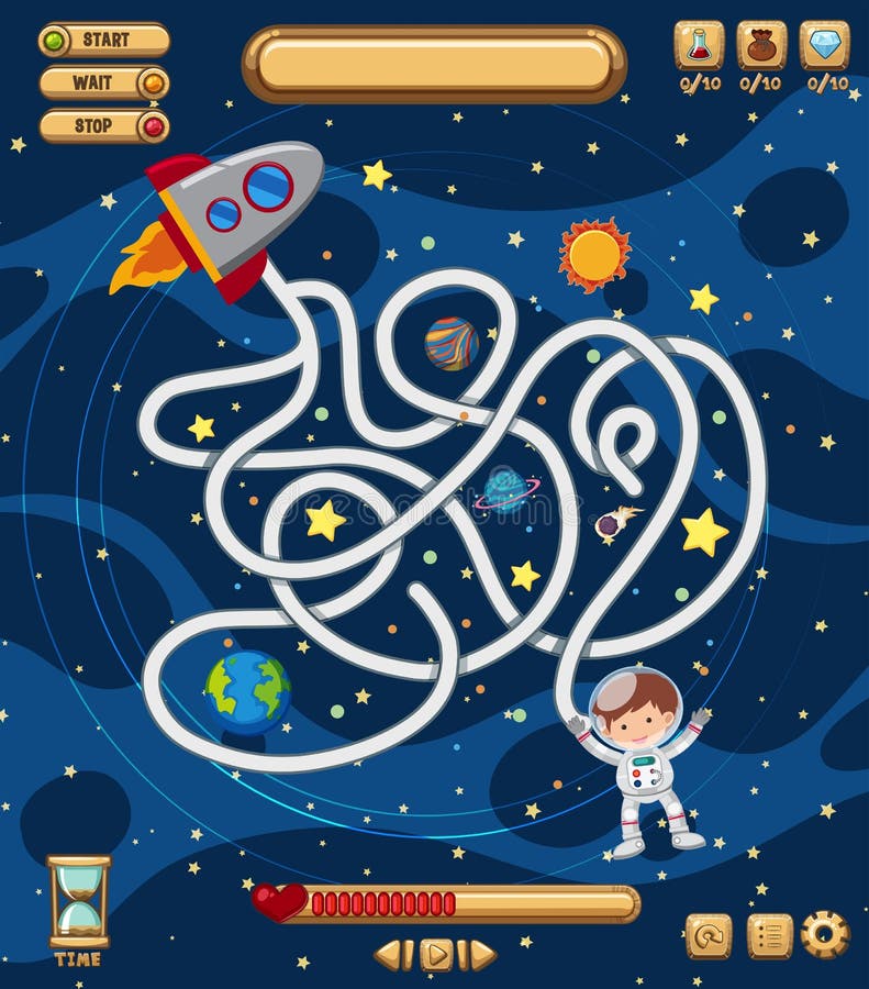Space Maze Puzzle or Labyrinth Game for Kids Stock Vector ...