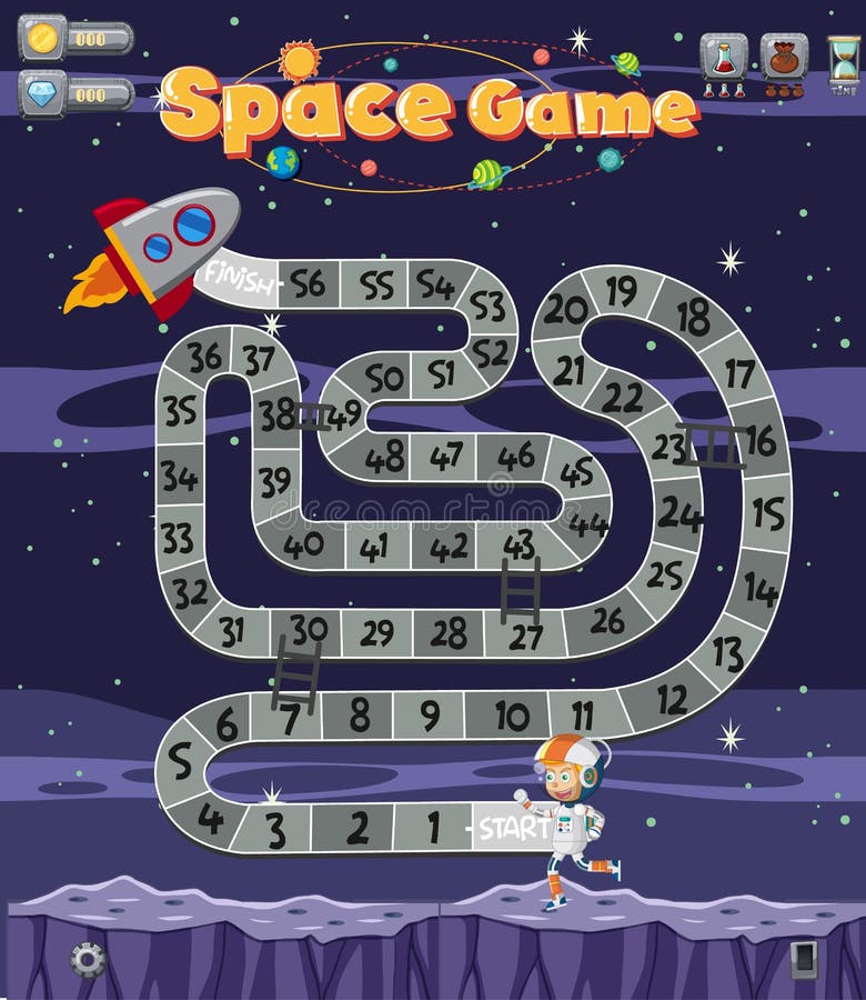 Space Maze Puzzle Game Template Stock Vector - Illustration of drawing ...
