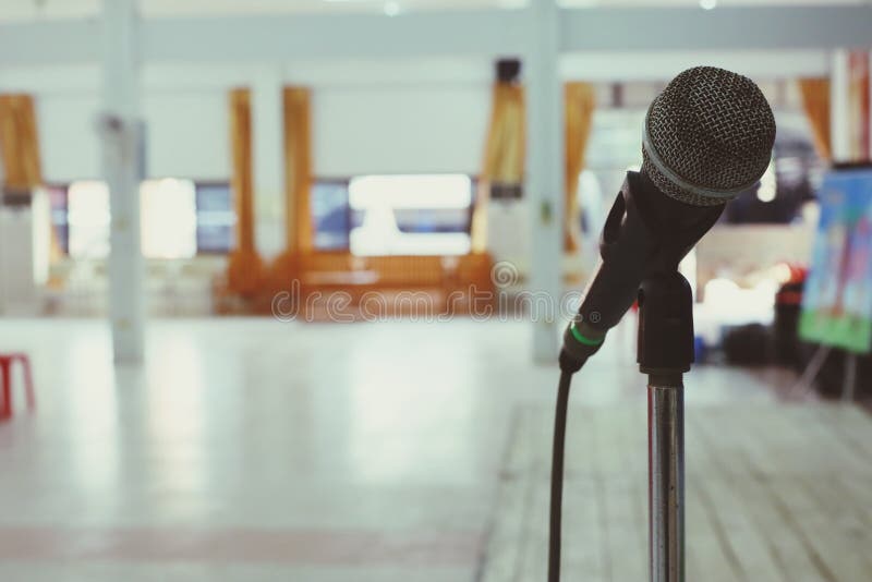 Space in the Meeting Room There is a Black Microphone for Speaking at ...