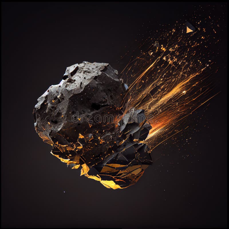 Space Meteorite Erupting Fire Flying into Space Stock Illustration ...